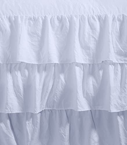 Chezmoi Collection Celia 3-Piece Waterfall Ruffle Skirt Bedspread Set - French Country Chic Farmhouse - California King, White