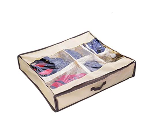 Shonpy underbed shoe cloths Organizer 6 Cells Underbed Foldable Closet Organizers,Beige