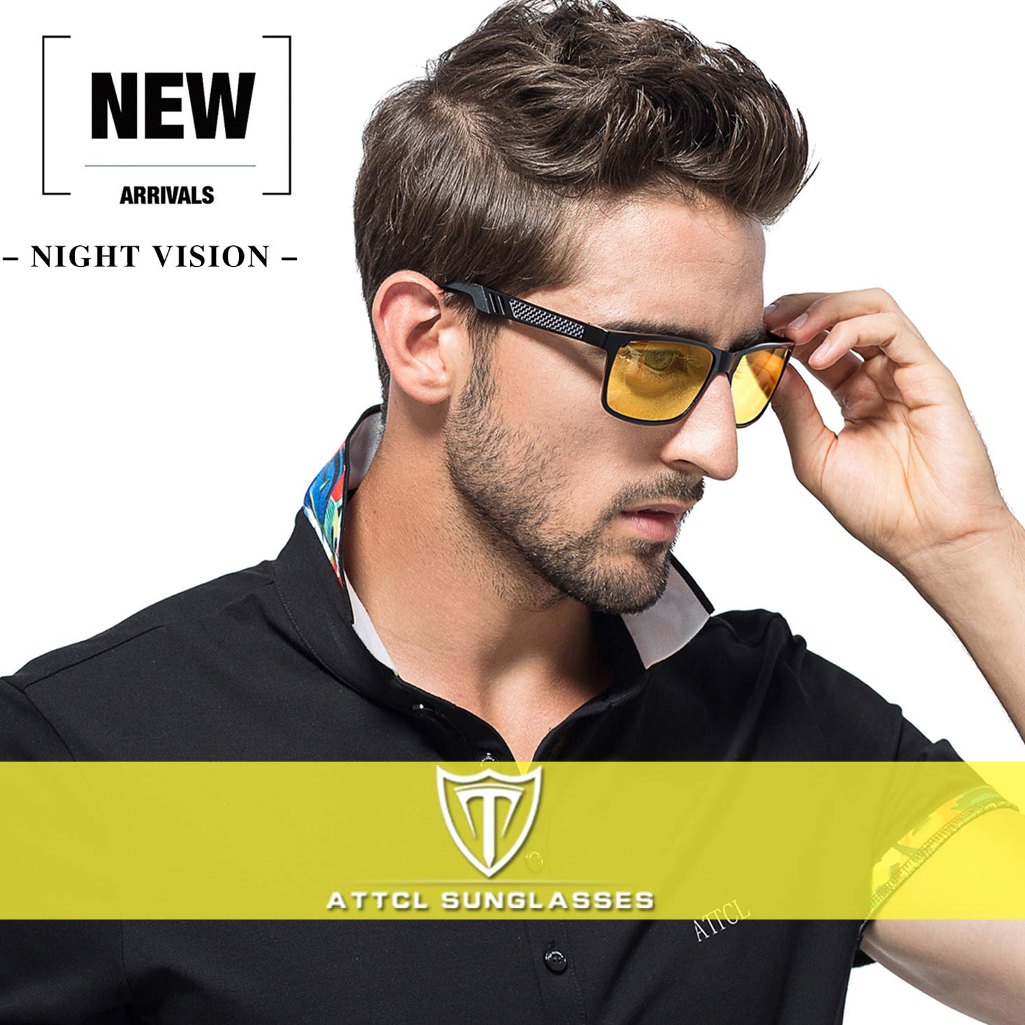 ATTCL Men's Hot Retro Al-Mg Metal Frame Driving Polarized Sunglasses For Men Women 16560blacksilver