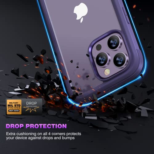 Diaclara Designed for iPhone 14 Pro Max Case 6.7 Inch with Screen Protector Touch Sensitive, [2023 Upgraded] 360 Full Body Bumper Cover+9H Glass Camera Lens Protector (Royal Purple)