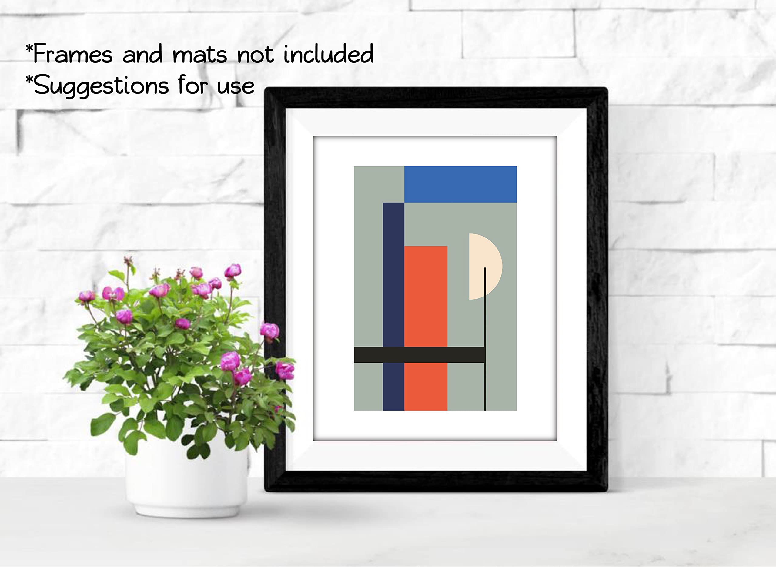 Mid Century Contemporary Wall Art - Modern Abstract Prints - (Set of 6) – 8x10 - Unframed - Minimalism Décor