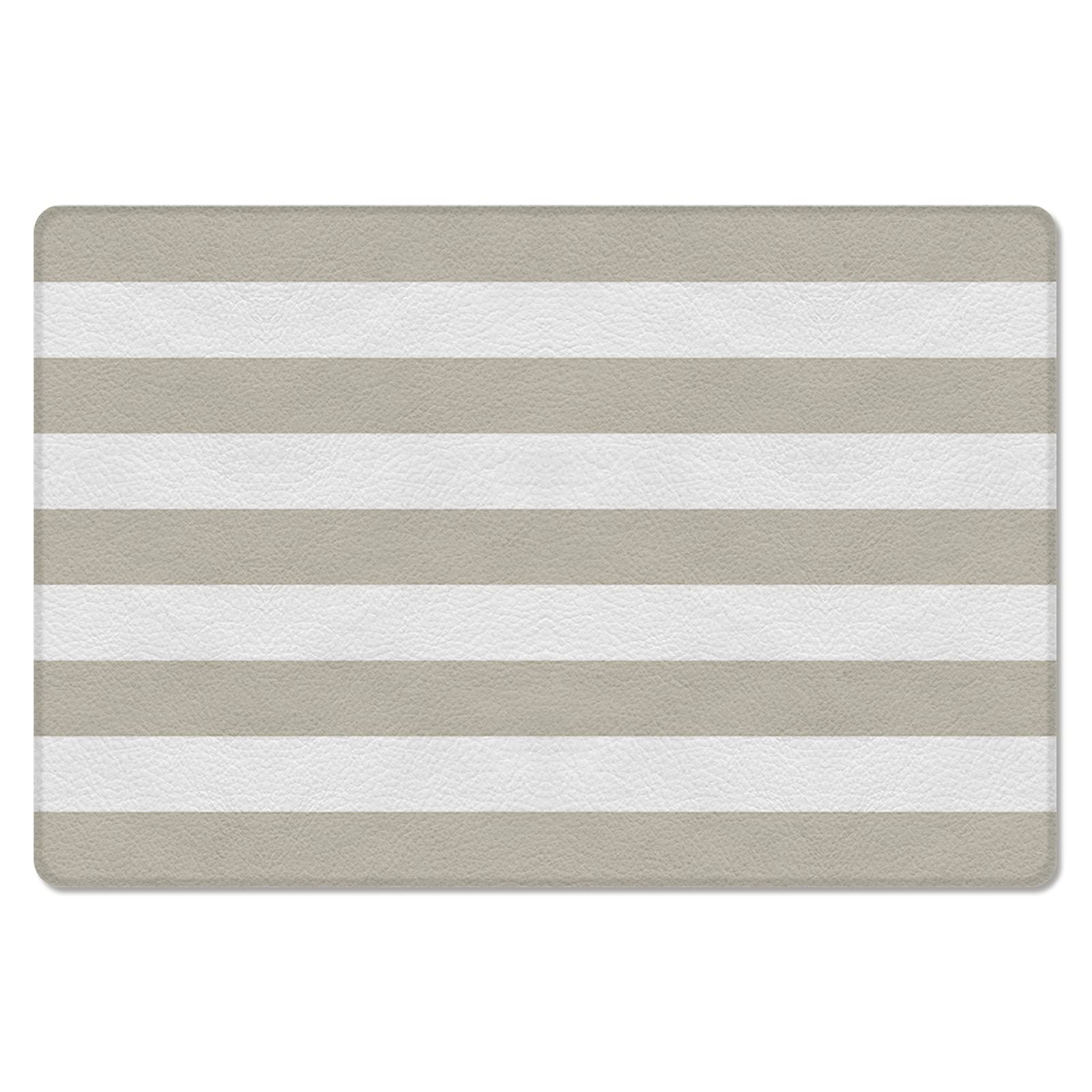 Beige Geometric Stripe Farm House Antifatigue Kitchen Bath Door Mat Cushioned Runner Rug,Washable Welcome Floor Sink Mat,Rustic Contemporary Waterproof Non-Slip Comfort Standing Doormat,18"x47"
