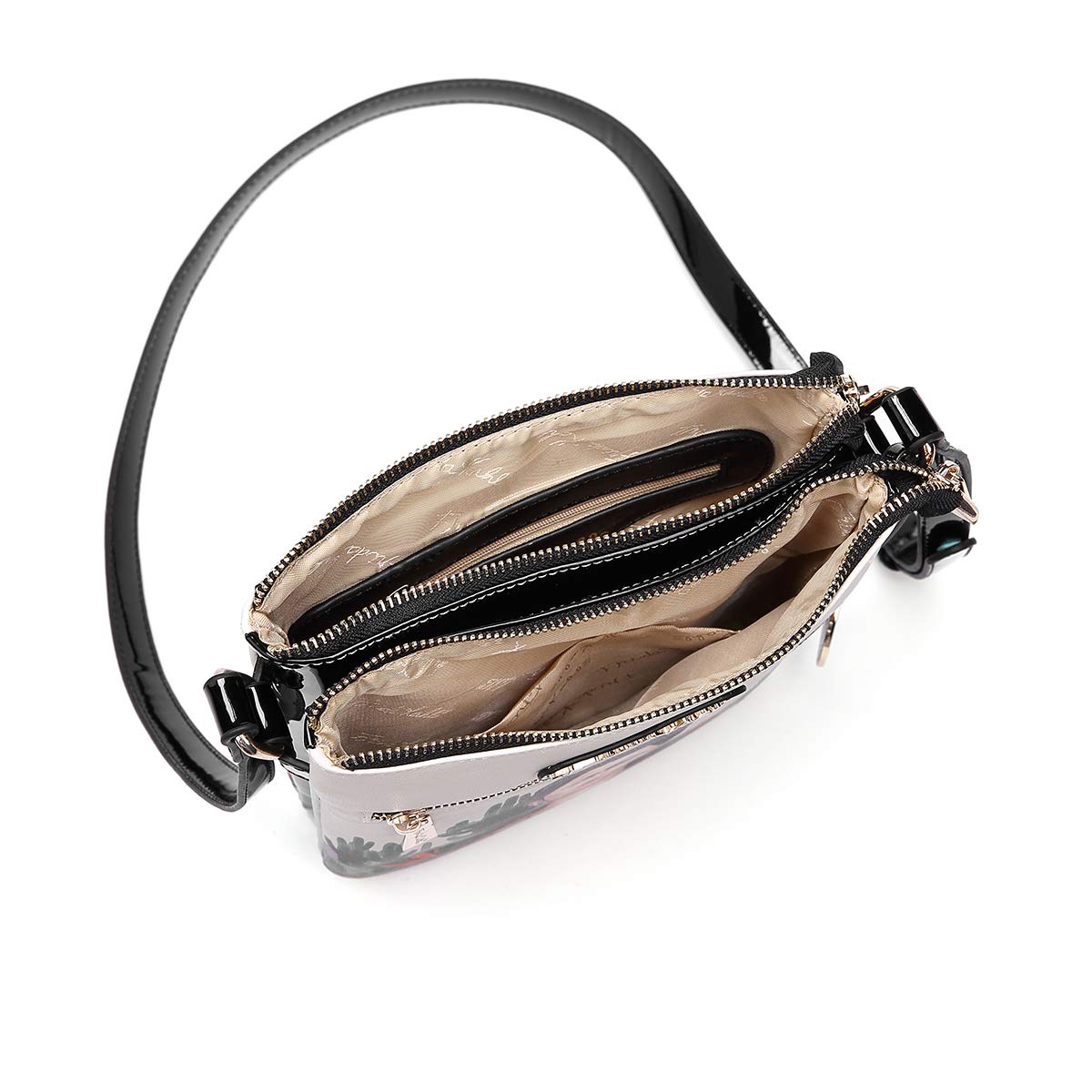 Frida Kahlo Cactus Collection Licensed Cross Body Bag (Beige/Black)