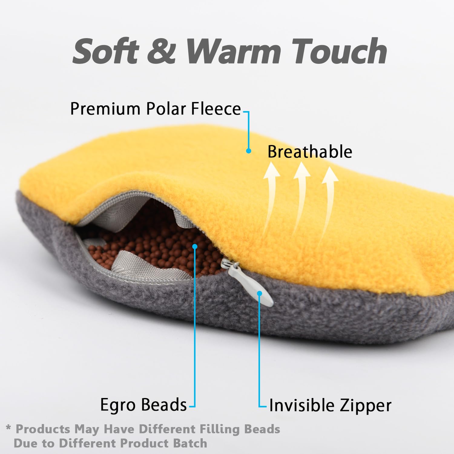 Large Mouse Wrist Rest Bean Bag, Ergonomic Mouse Support Pad Filled Ergo Beads for Computer, Laptop, PC Gaming, Yellow