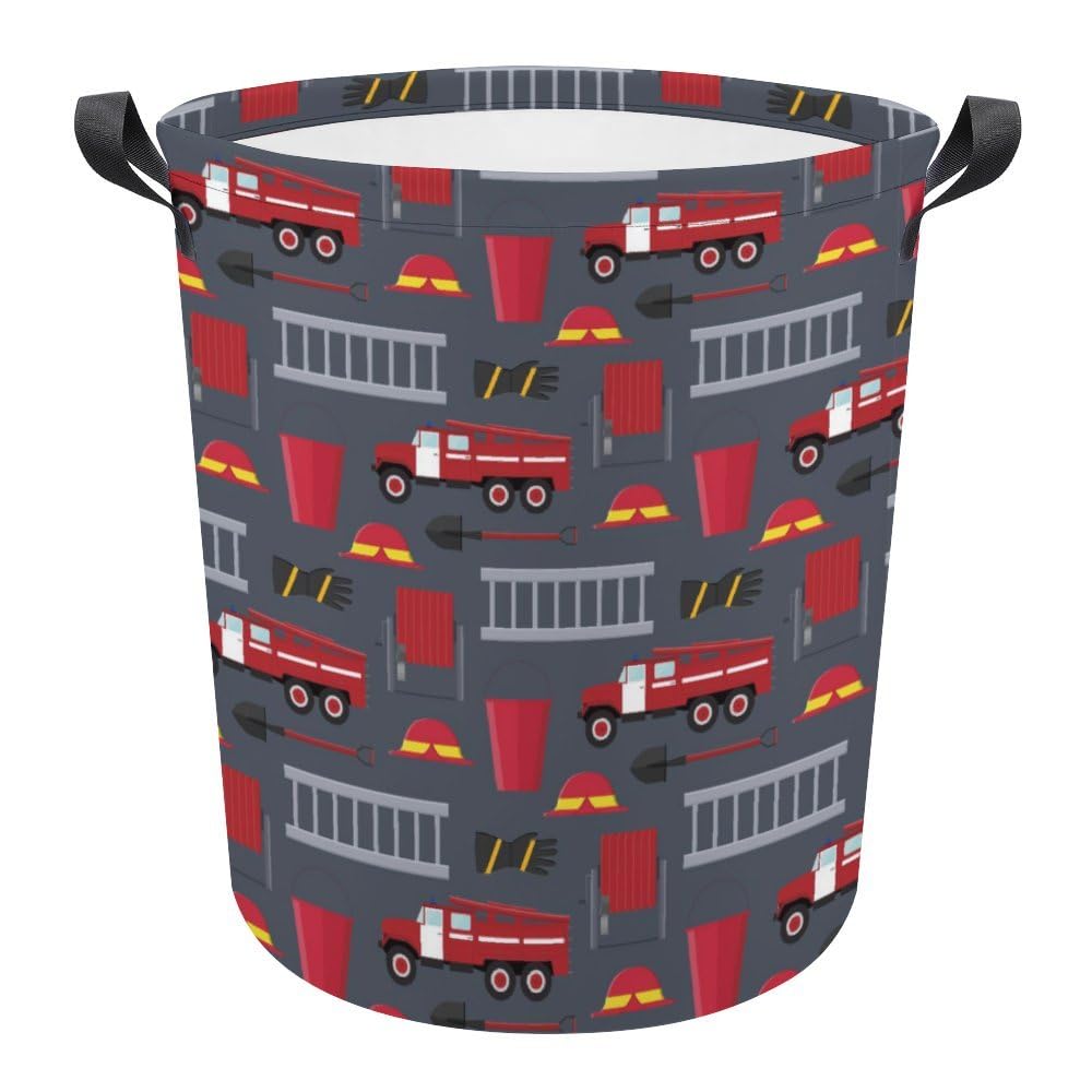 Cartoon Firefighter Equipment and Tools Baby Laundry Hamper,laundry Basket,Waterproof Storage Bin for Bedroom,Clothes Organizer Basket,Toys Box,Room Decor