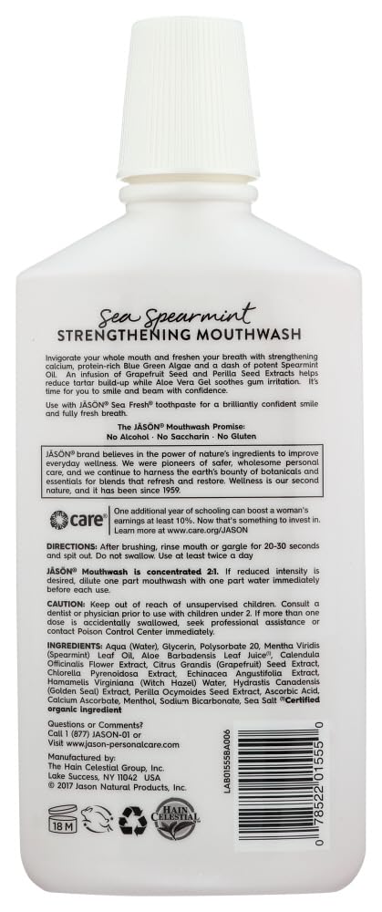 Jason Natural Cosmetics Sea Fresh Mouthwash, Deep Sea Spearmint, 16 oz