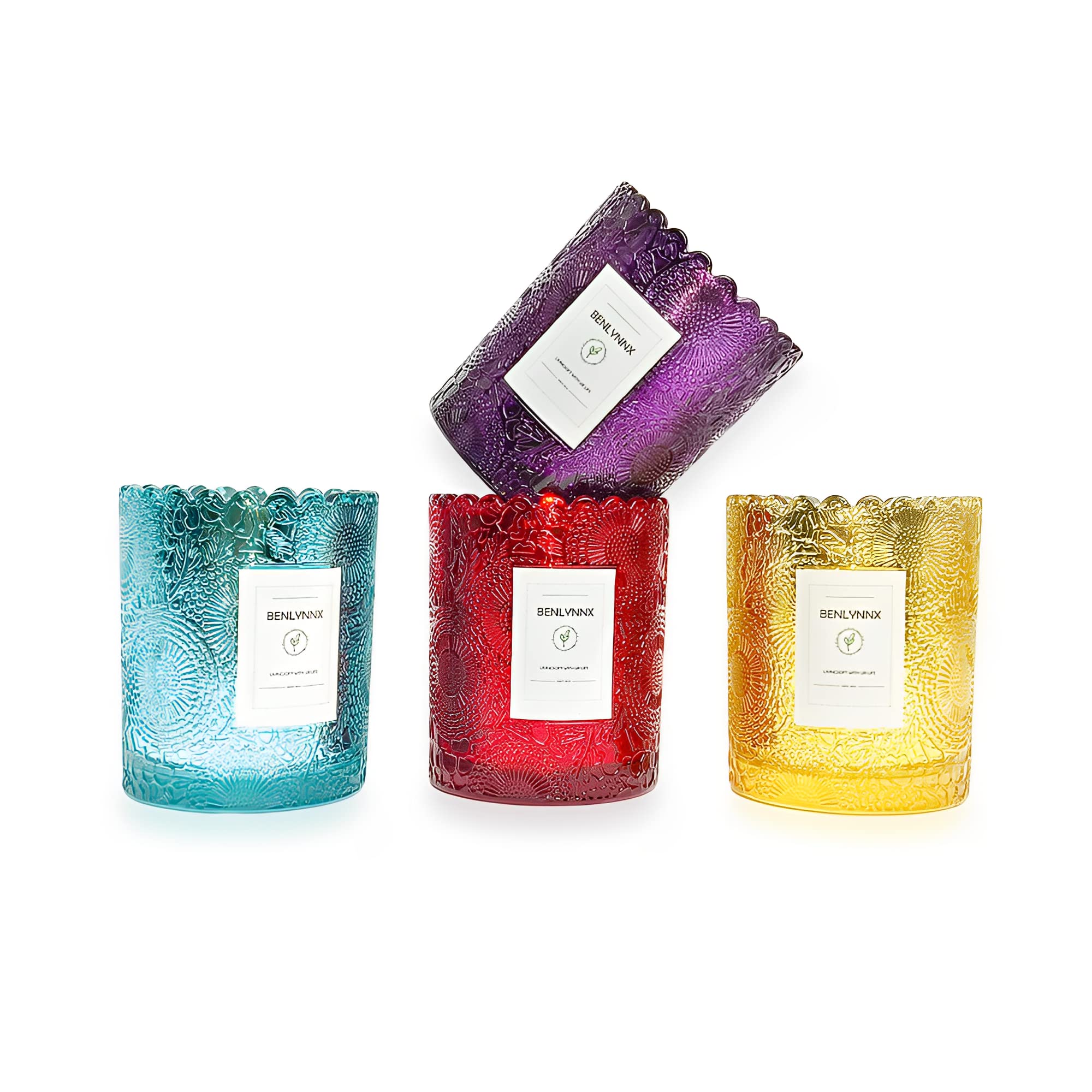 Benlynnx Glass Candle Jars, 7 OZ Clear Luxury Aromatherapy Scented Clear Candle Jars with Wick for Home, Candle Vessels Containers for Making Candles Home Decor and Gift(4 Pack)