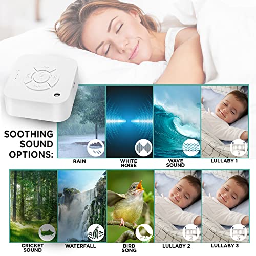 SonTech - White Noise Sound Machine - 10 Natural Soothing Sound Tracks Home, Office, Travel, Baby β Multiple Timer Settings - Battery or Adapter Charging Options