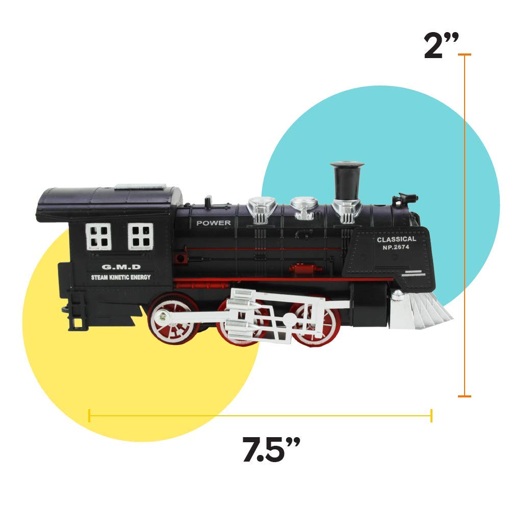 Boley Classic American Model Train Set - Play Toy Train Set with Tracks, Lights, Sounds, Road Signs, and Trees - 56 Pieces