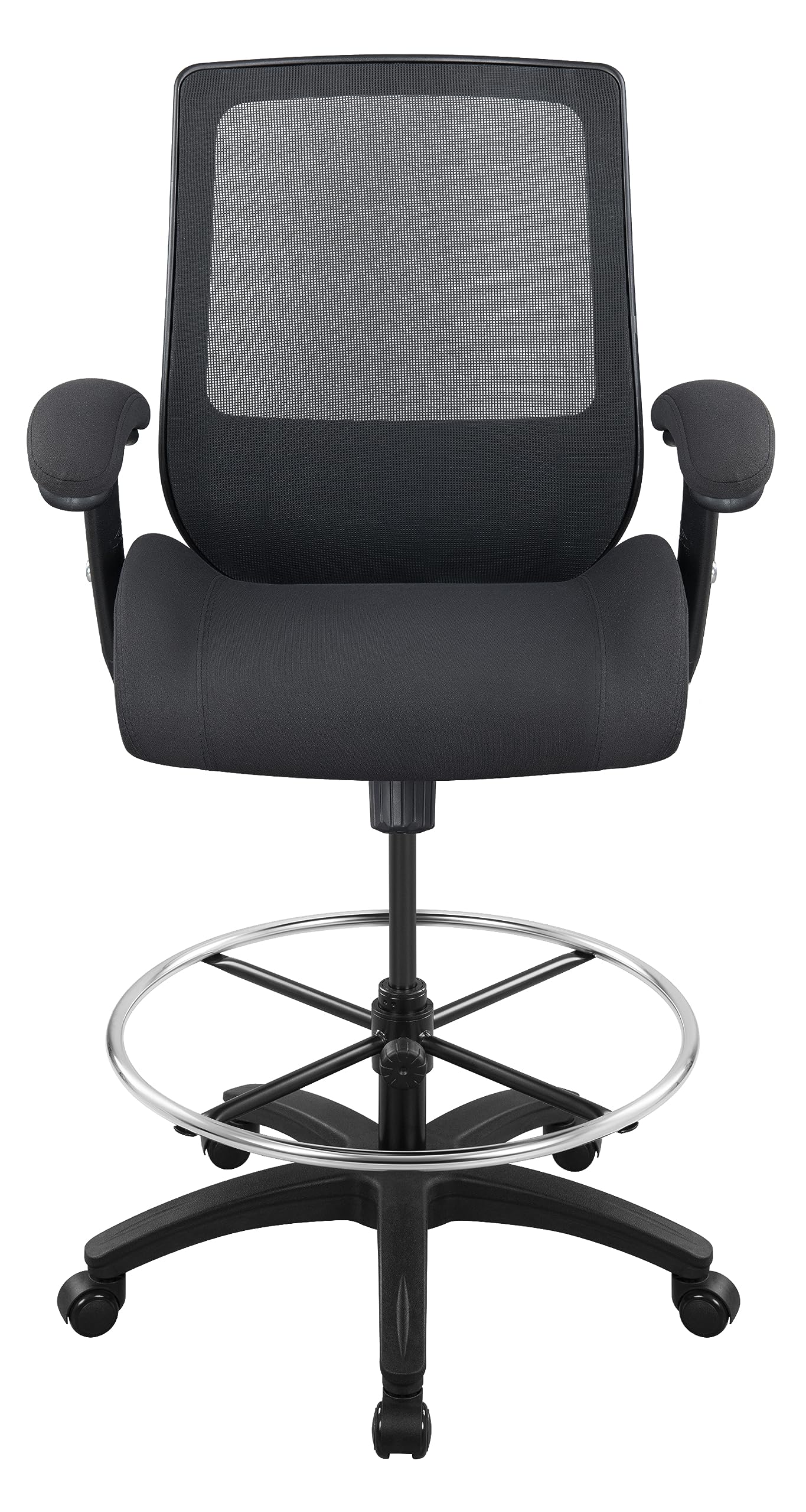 BOLISS Big and Tall 400lbs Mesh Ergonomic Drafting Chair,Tall Office Chair, Standing Desk Chair,Height Adjustable Armrest,Lumbar Support,Foot Ring,Swivel Computer Task Chair-Black