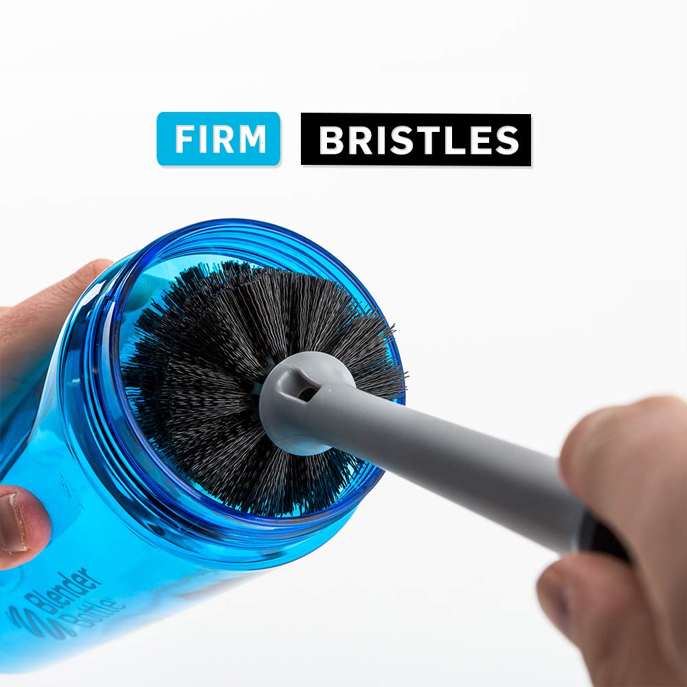 BlenderBottle 2-in-1 Shaker Bottle and Straw Cleaning Brush, 1 Pack & Reusable Silicone Straws for BlenderBottle Shaker Bottles, Black and Blue (2 Pack)