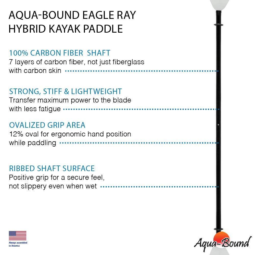AQUA BOUND EagleRay Hybrid White Fiberglass Blade/Posi-Lok Carbon Shaft, 220 cm