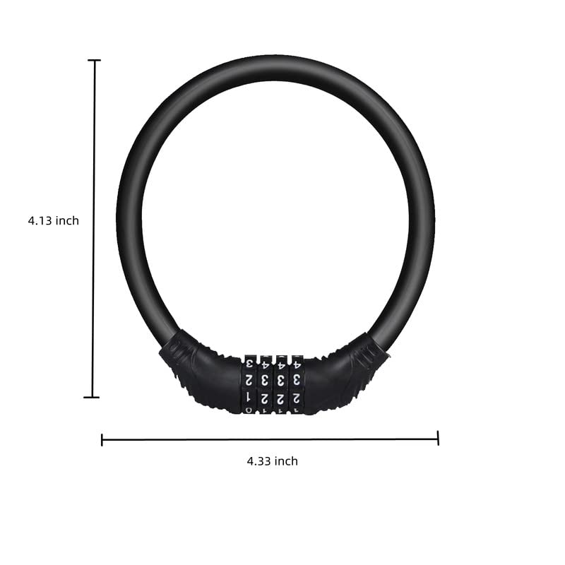 Bike Lock Cable 4 Digit Resettable Combination Cable Lock, Portable Bicycle Code Lock Small Security Bicycle Lock for Electric Scooter, Road Bike, Mountain Bike, Black, xiejinhong