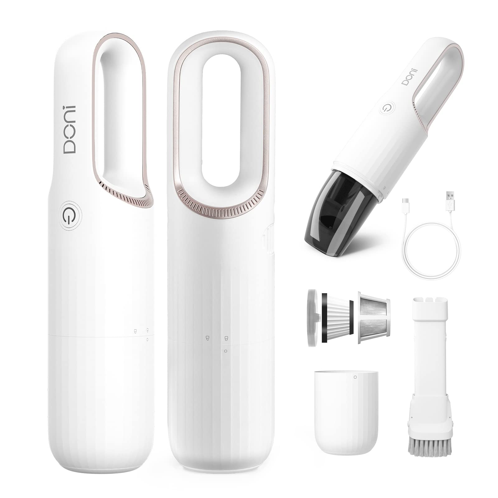 Photoncat Handheld Vacuum Cordless Car Vacuum Rechargeable Dust Busters Portable Small Hand Held Vacuuming White, Mini Vacuum Cleaner for Home, Office, Car, Pet Hair