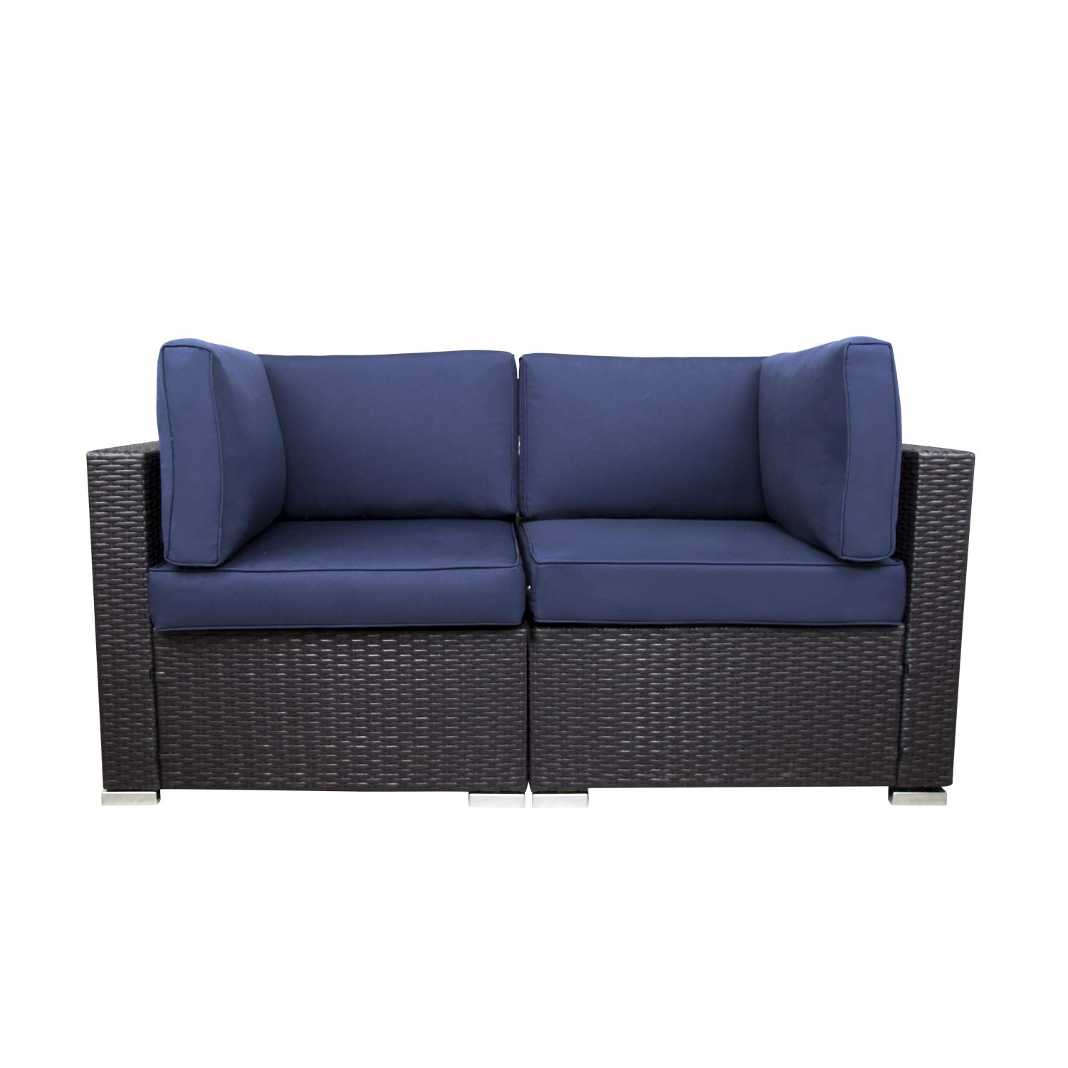 Excited Work Wicker Loveseats Patio Sectional Furniture Corner Sofa All Weather Outdoor Rattan Couch Set Conversation SetsïŒOrangeïŒ
