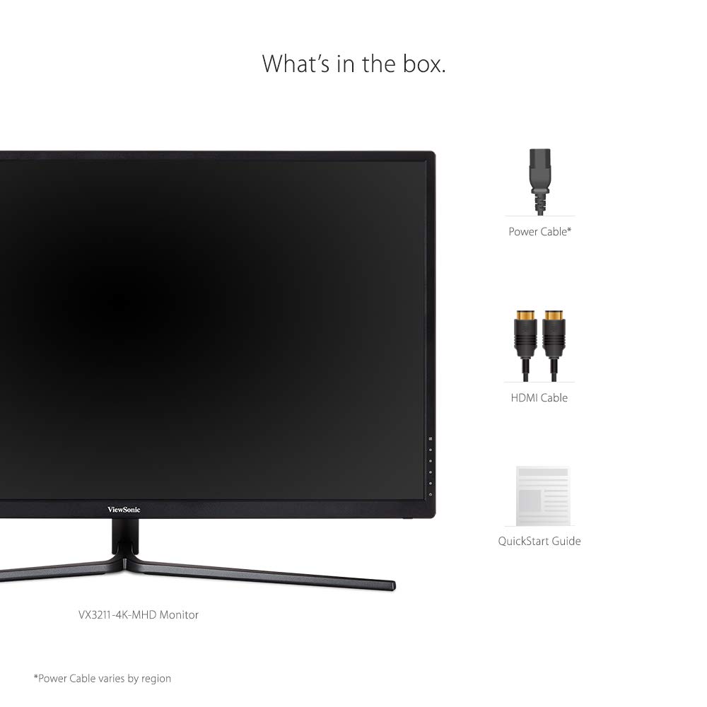 ViewSonic VX3211-4K-MHD 32 Inch 4K UHD Monitor with 99% sRGB Color Coverage HDR10 FreeSync HDMI and DisplayPort, Black