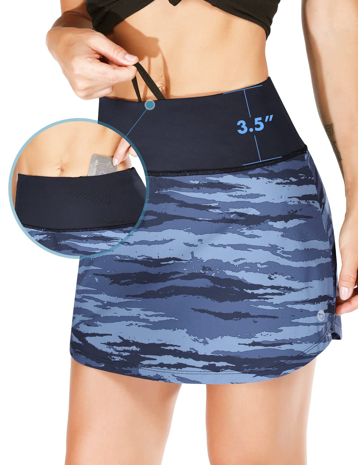 BALEAF Women's Tennis Skirts High Waisted Athletic Skort Skirts Golf Running Skirts with Zipper Pocket Printed 1 L