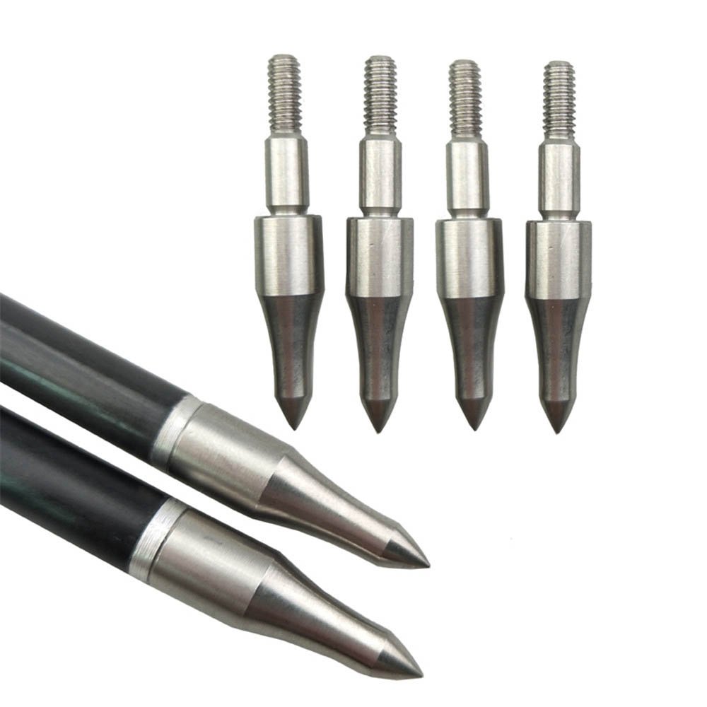 AMEYXGS 12 Pack 100/125/150 Grain Screw in Field Point Archery Bullet Points Stainless Steel Arrow Tips for Targeting Practice (125 Grain)