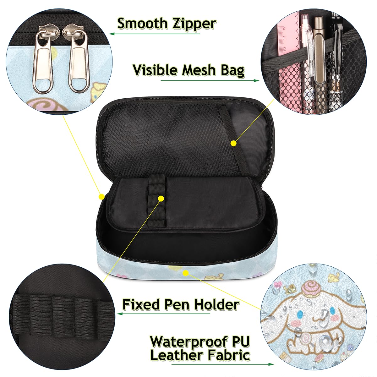 Cartoon Pencil Case, Pencil Box with Zipper, Large Capacity Pen Bag for School Supplies Gift