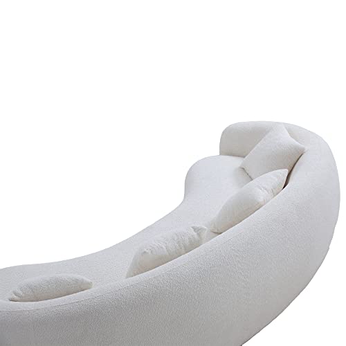 ERYE Modern Half Moon Comfy Sectional Leisure Couch,102" Teddy Fleece Boucle Curved Sofa, Beautiful Freestanding 5 Seats Sofa&Couch for Living Room, Professionally Perfect Shape More Decorative