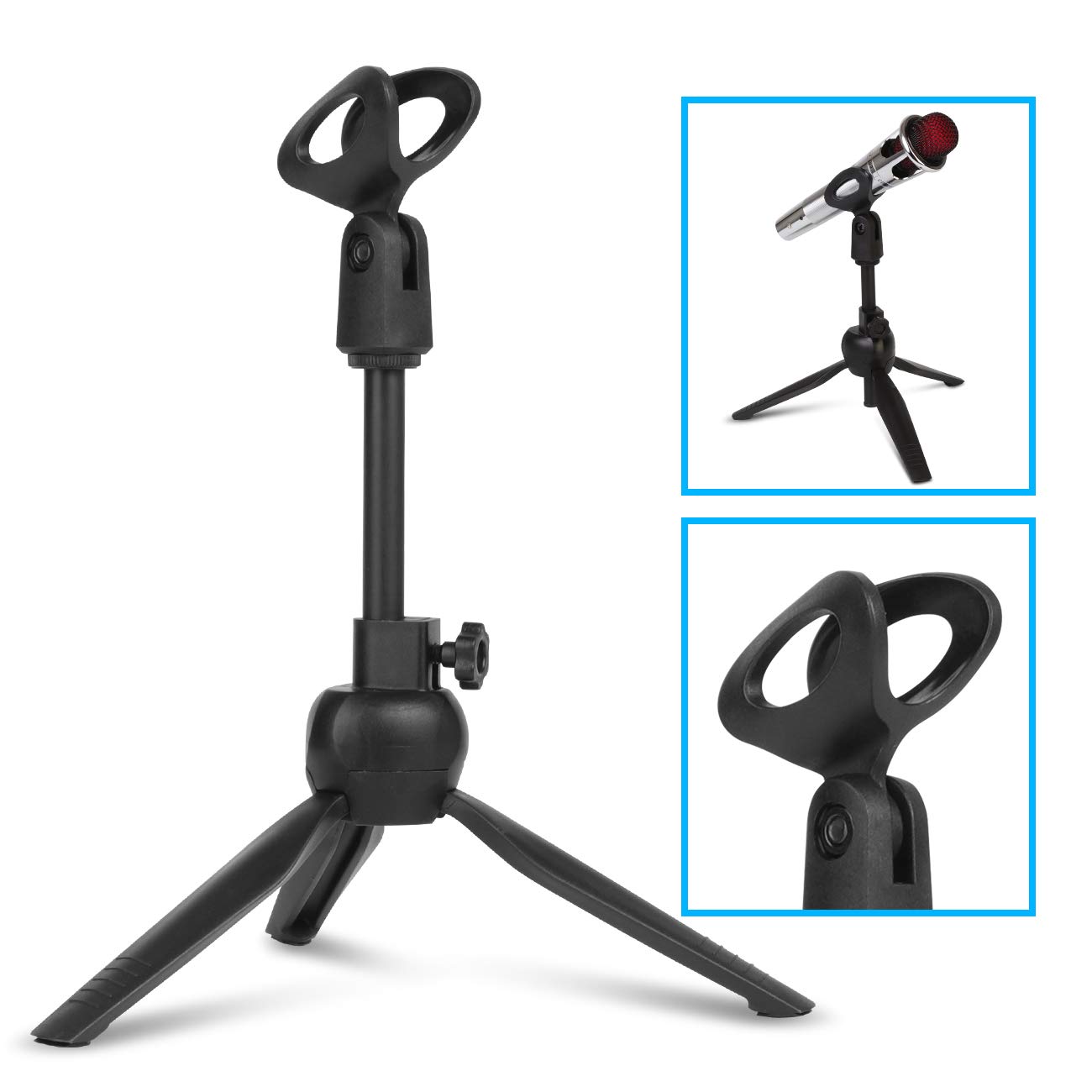 Bomaite L7 Mini Desktop Holder Table Tripod Mount Zinc Alloy Lightweight Bracket Practical Adjustable Portable Microphone Stand with Clamp