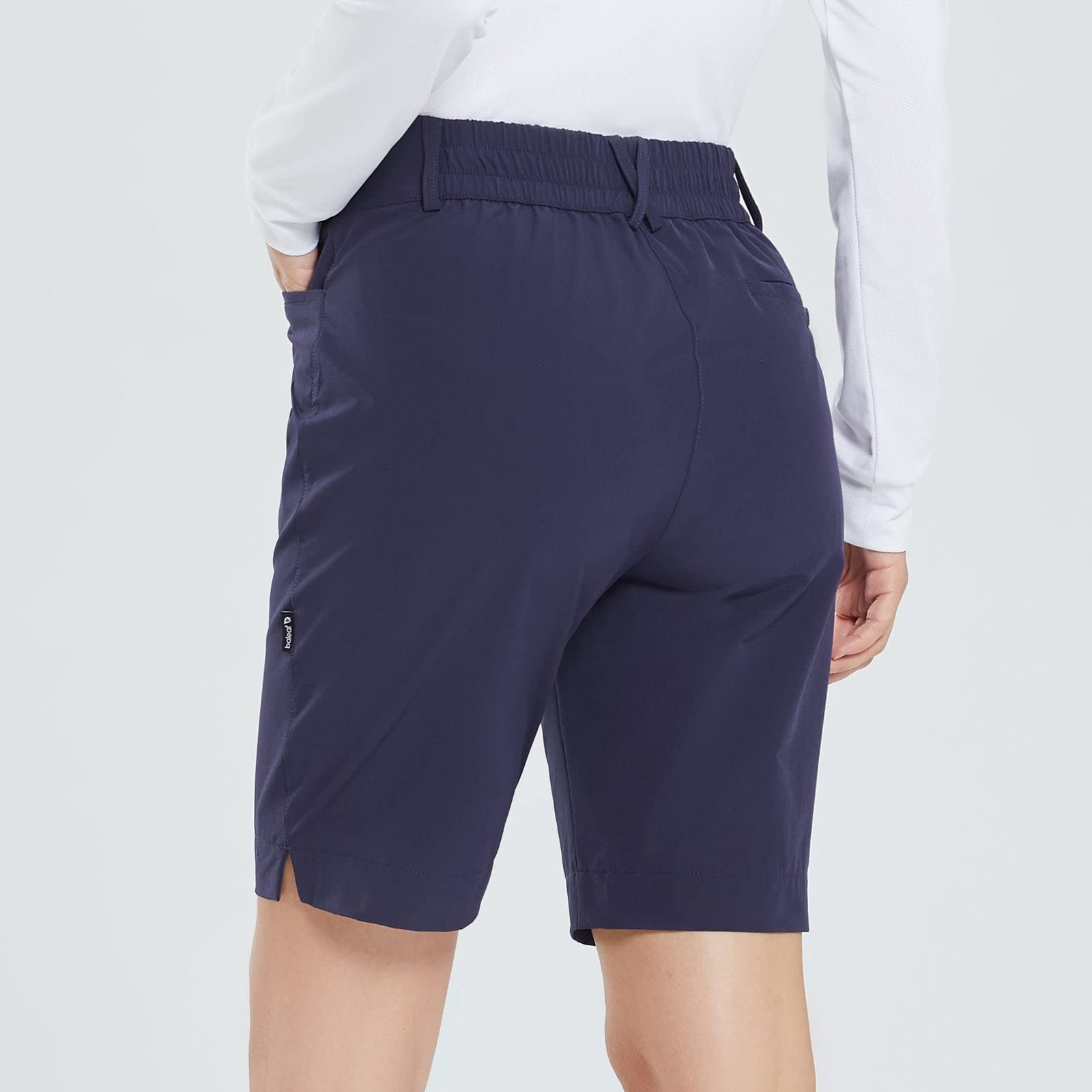 BALEAF Women's Golf Shorts 9" Bermuda Long Short Knee Length Stretch with Pockets Golfing Apparel for Ladies Navy Blue XXL