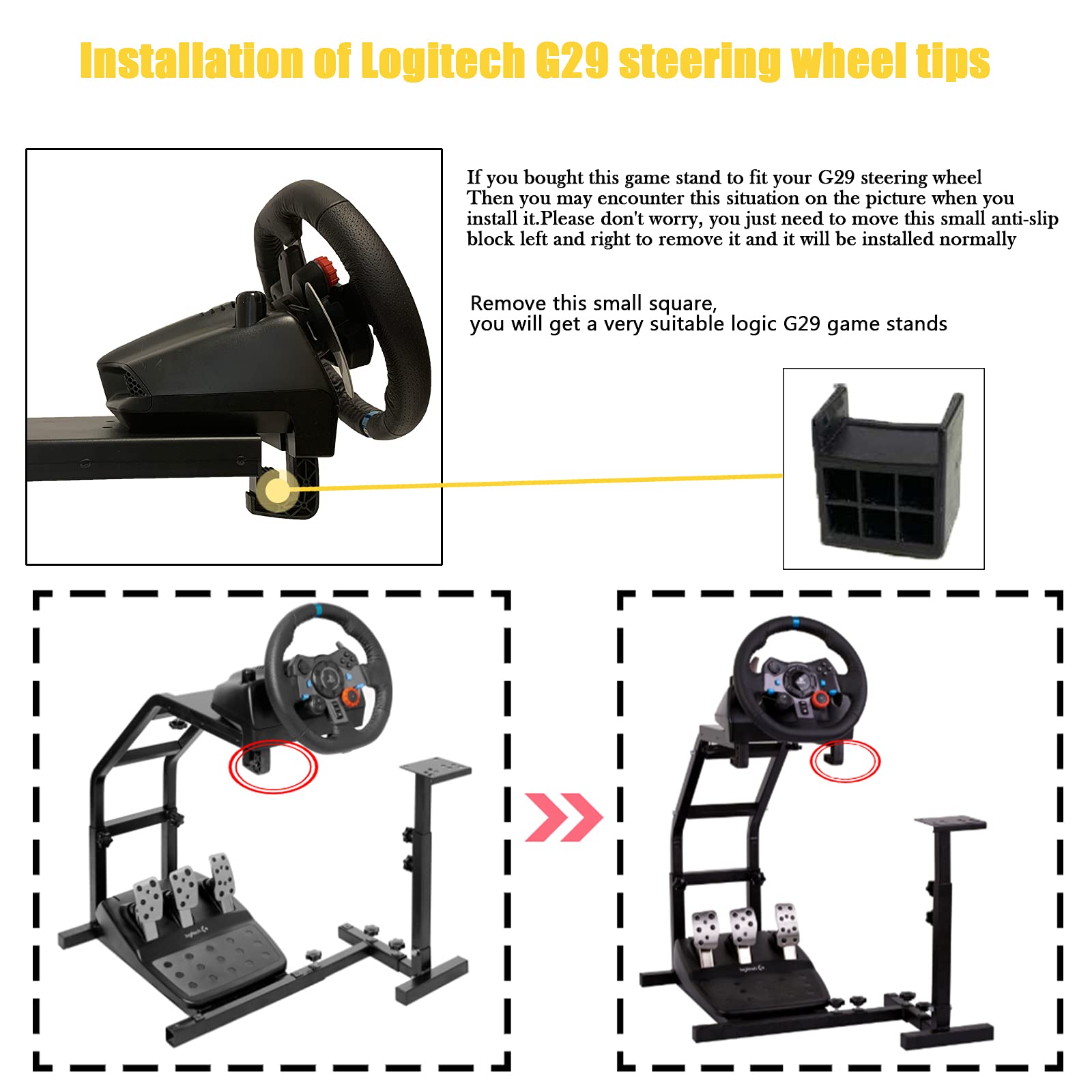 Marada Gaming Steering Wheel Stand Adjustable Fit for Logitech,Thrustmaster,Xbox, G25 G27 G29 G920 G923, Racing Wheel Stand, Handbrake Shifter Wheels and Pedals Not Included