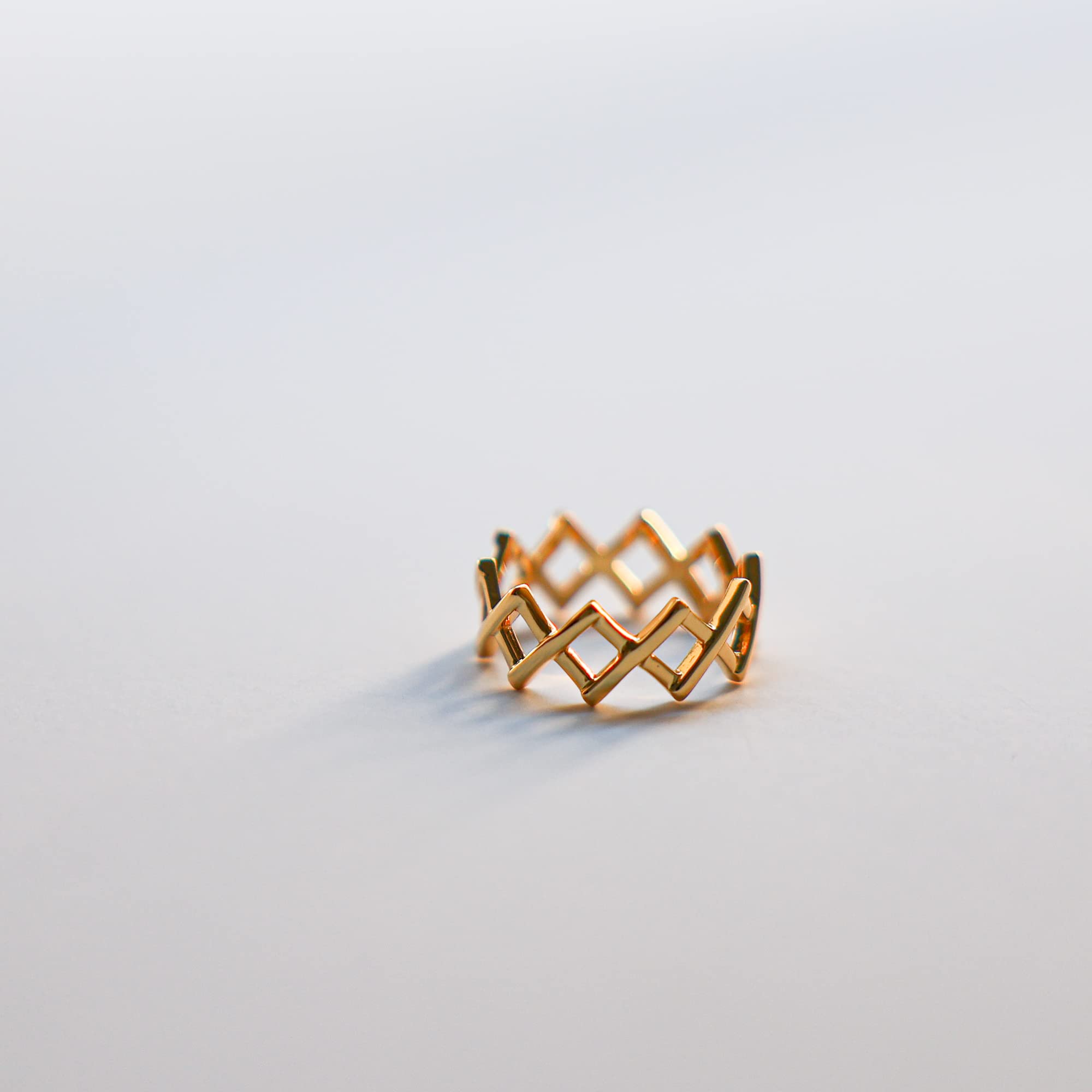 BLOSSOM & HUE Wide Woven Ring | 18kt Gold Over Sterling Crisscross Ring | X Band | Size 8