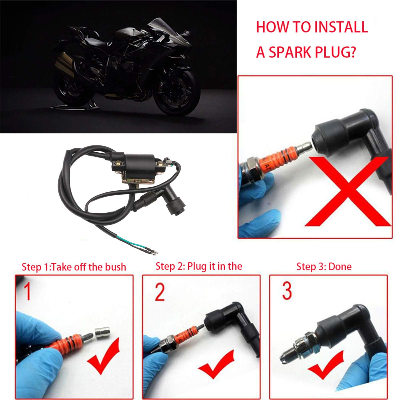 ATV Wiring Harness 110cc Chinese ATV Wiring Harness CDI Ignition Coil 2 Coil Magneto stator Plate Set for tao tao Scooter Pit Bike ATV 50cc 70cc 90cc 110cc 125cc 4 Stroke Wiring Harness