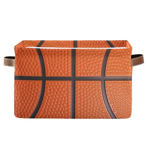 Basketball Rectangular Storage Basket Fabric Organizer Bin Collapsible Organizer Bin with Handles Waterproof Storage Bins for Toys,Books,Clothes,Gifts,Pets-Perfect for Home,Office,Nursery,Dorm,Shelf