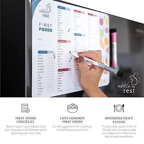 Nibble and Rest Baby's First Foods Tracker Fridge Magnet, Dry Erase Poster, Daily Food Log, 25x35cm