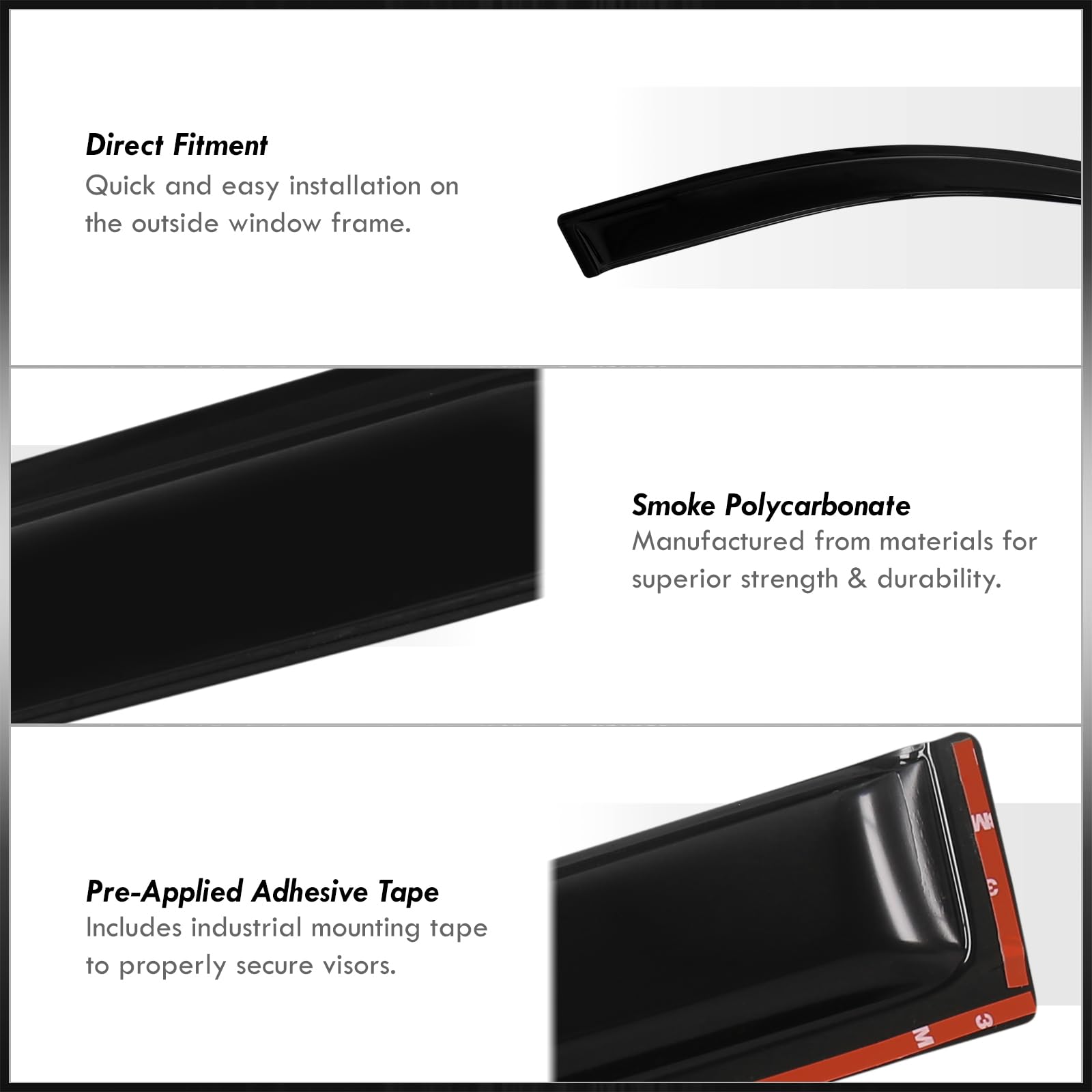 AJP Distributors Tape-On Window Visors Rain Guard Shade Vent Sun Wind Deflector Shield Compatible/Replacement for Silverado Sierra Regular Cab 2007 2008 2009 2010 2011 2012 2013 07 08 09 10 11 12 13