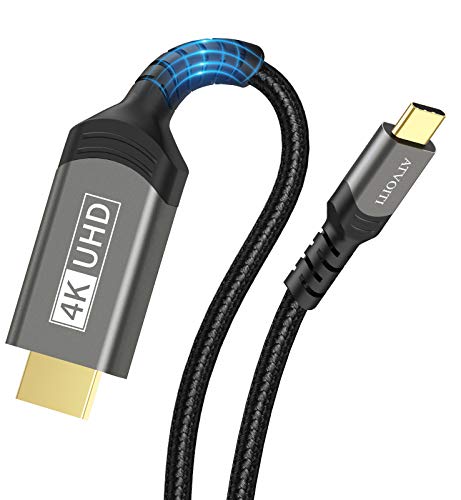 Atvoiti USB C to HDMI Cable 6.6ft, USB Type-C to 4K HDMI Braided Cable [Thunderbolt 3/4 Compatible] for MacBook Pro/Air, Pixelbook, Surface Pro, Pad Pro, Dell XPS, G,alaxy S20 S10+ and More