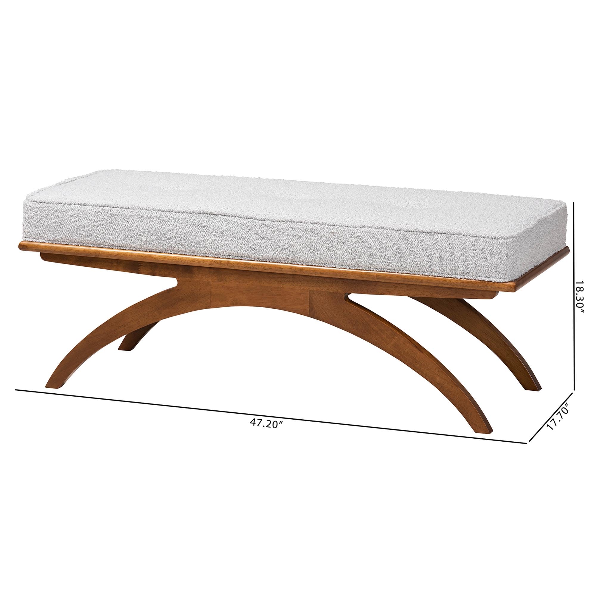 Baxton Studio Orella Bench & Banquette, One Size, Light Grey/Walnut Brown