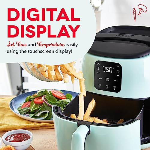 DASH Tasti-Crisp™ Digital Air Fryer with AirCrisp Technology, Custom Presets, Temperature Control, and Auto Shut Off Feature, 2.6 Quart - Aqua