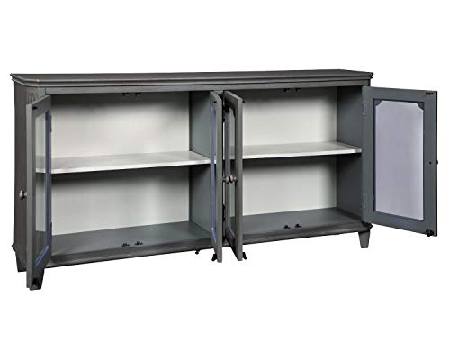 Signature Design by Ashley Mirimyn Vintage 68" 4-Door Accent Cabinet with Mirrored Glass and 2 Adjustable Shelves, Gray