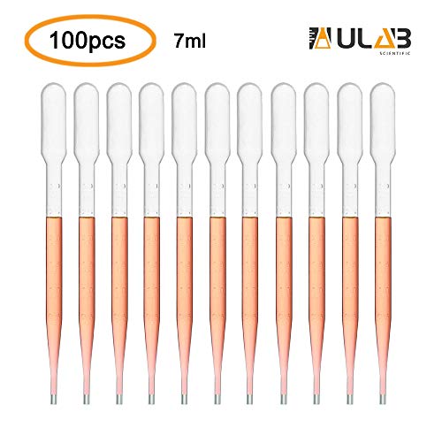 ULAB Scientific LDPE Transfer Pipette, Vol. 7ml, 3ml Graduated, 0.5ml Graduation 155mm, Pack of 100, UTP1002