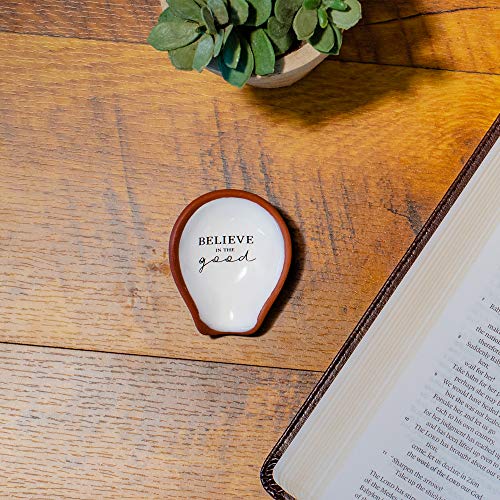 Believe In The Good Glossy Brown 2 x 3 Terra Cotta Decorative Countertop Spoon Rest