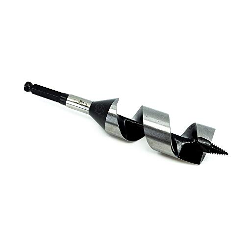 Benchmark Abrasives 1-1/2" Auger Drill Bit for Wood, 7/16ā Hex Shank, Fast Drilling Bits for Soft and Hard Wood, Plastic, Plywood, Lumber, Drywall, and Composite Materials (1-1/2")