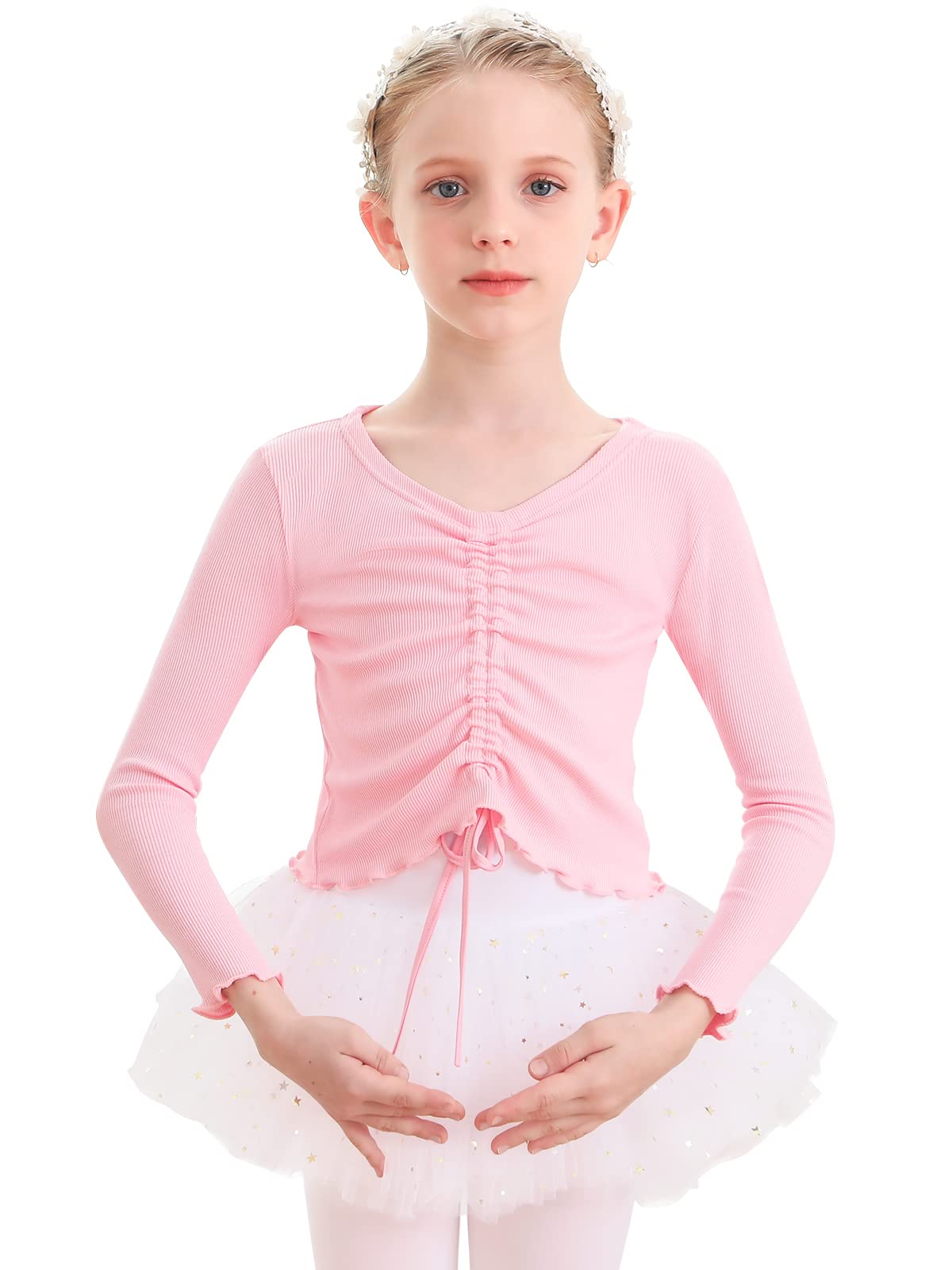 Ballet Sweater for Girls Ballet Top Ballet Wrap Girls Long Sleeve Dance Top Dance Sweater Warm Pullover Knit Dance Clothes Pink