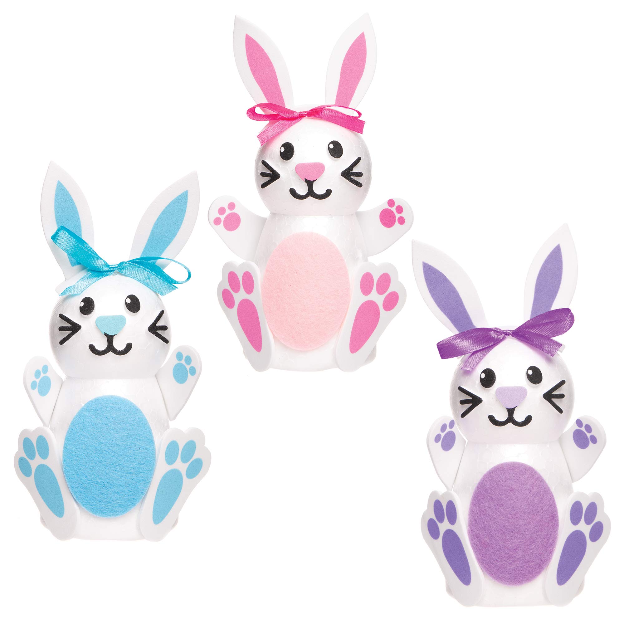 Baker Ross AT413 Build A Bunny Kits - Pack of 4, Creative Easter Art and Craft Supplies for Kids to Make and Decorate