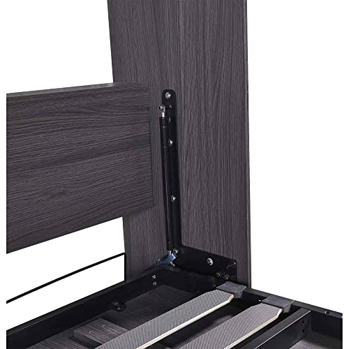 ATY Full Size Murphy Bed with Wardrobe and Drawers, Wood Storage Bedframe Can be Folded into a Cabinet, Bedroom Furniture, Save Space Design, No Box Spring Required, Gray