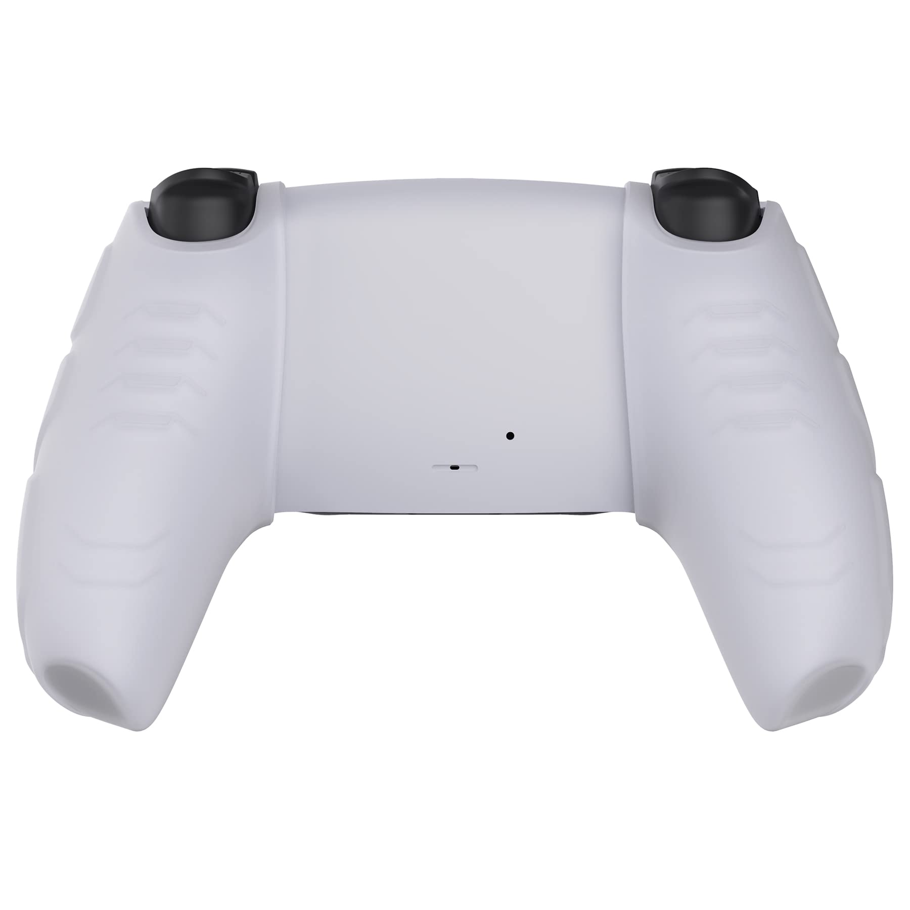 PlayVital Mecha Edition Clear White Ergonomic Soft Controller Silicone Case Grips for ps5, Rubber Protector Skins with Thumbstick Caps for ps5 Controller - Compatible with Charging Station