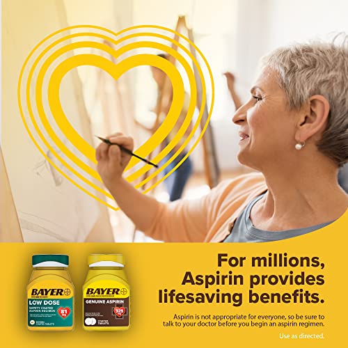 Bayer Aspirin Low Dose 81 mg, Enteric Coated Tablets, Doctor Recommended, Secondary Prevention of Cardiovascular Disease, 32 Safety Coated Tablets