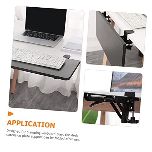 Ciieeo 2 Sets Foldable Bracket Under Desk Keyboard Tray Shelving Brackets Table Tray Folding Desk Extender Desk Tray Foldable Desktop Extension Plate Support Slider Drawer Wrought Iron