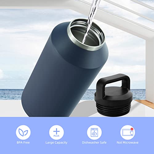 BJPKPK Half Gallon Water Bottle Insulated, with Handle, Dishwasher Safe 64oz, Leakproof BPA Free Water Jug, Large Stainless Steel Bottle for Sports, Navy Blue