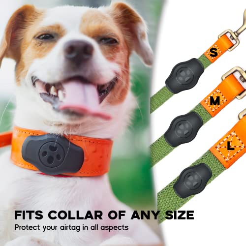 Dovick-Waterproof Airtag Dog Collar Holder Mount, Screw Case Fits All Width Air Tag Cat Pet Collar Leash Belt Black 1 Pack