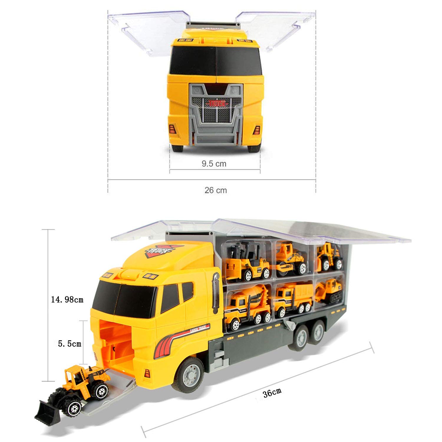 Jenilily Construction Toys Truck Die-cast Vehicle Transporter Car Set Excavator Dump Truck Digger Backhoe for Boys Kids 3 4 5 Years Old