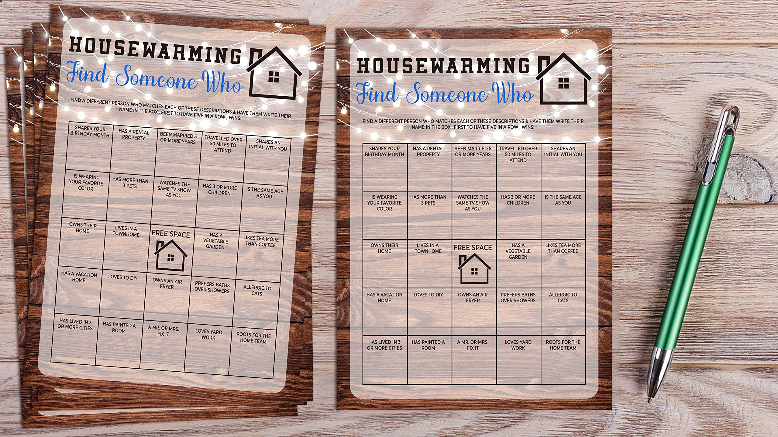 Housewarming Party Games, House Hunt, Rustic New Home, New House, New Homeowner Party Games Cards, 30 Sheets Each Pack