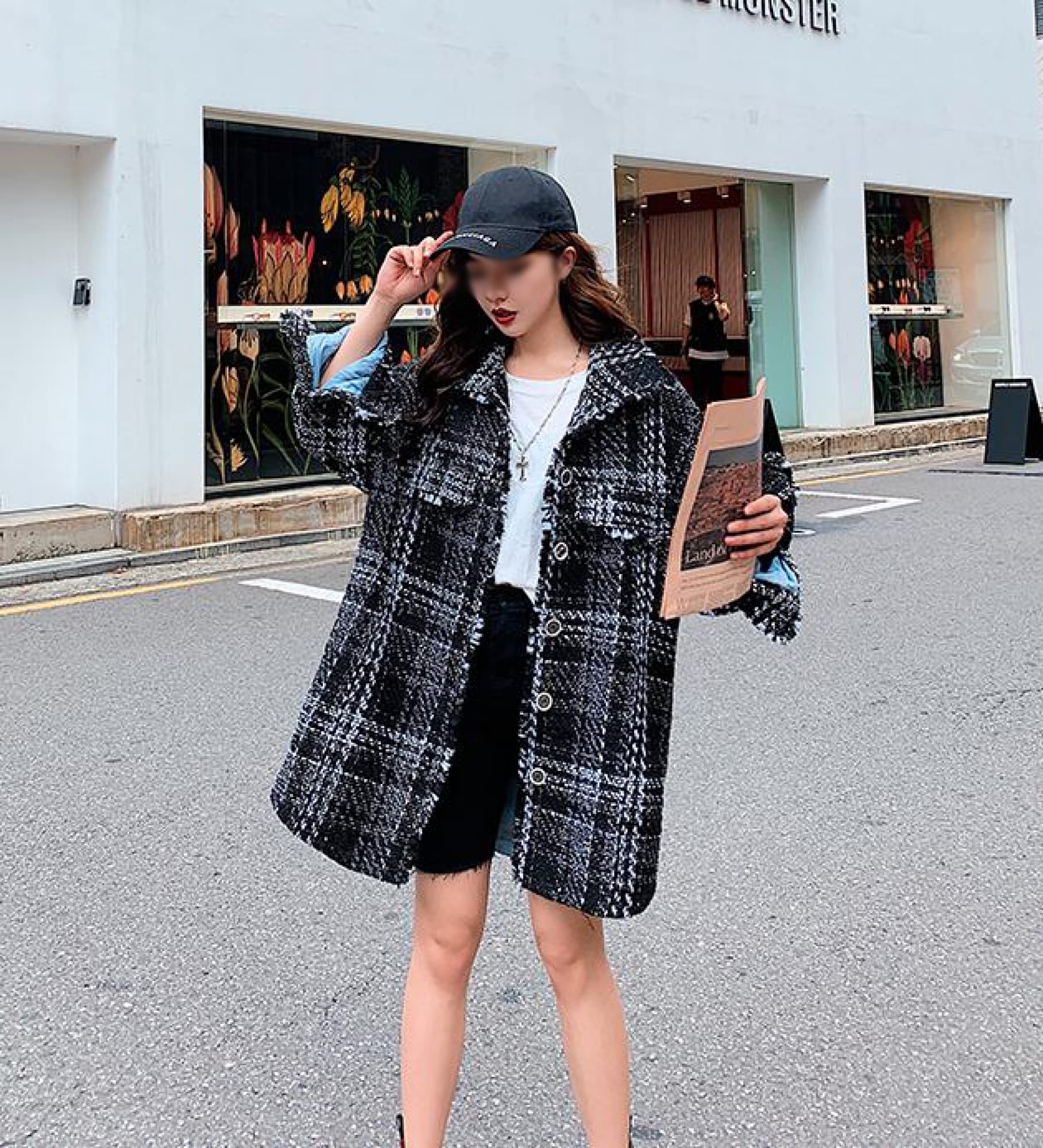 BLFYQB Autumn and Winter Small Fragrant Wind Fringed Aristocratic Temperament Shag It Short Coat Suit Jacket Fashion Wild/Black/S